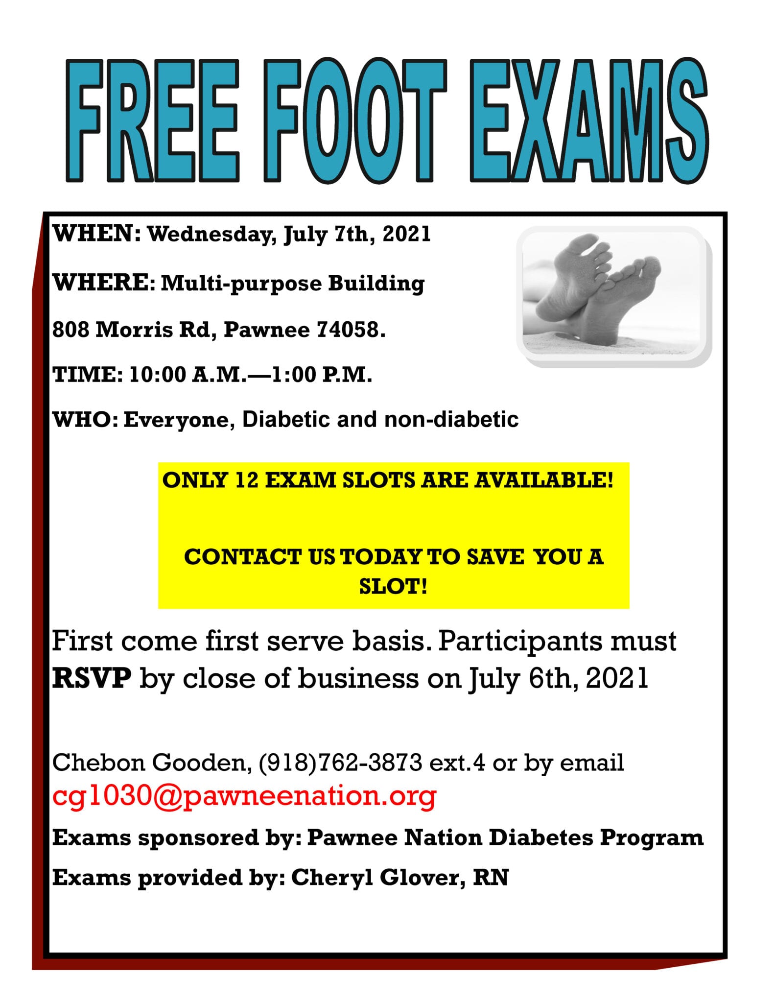 FREE Foot Exam- Free for everyone, diabetic and non-diabetic! | Pawnee ...