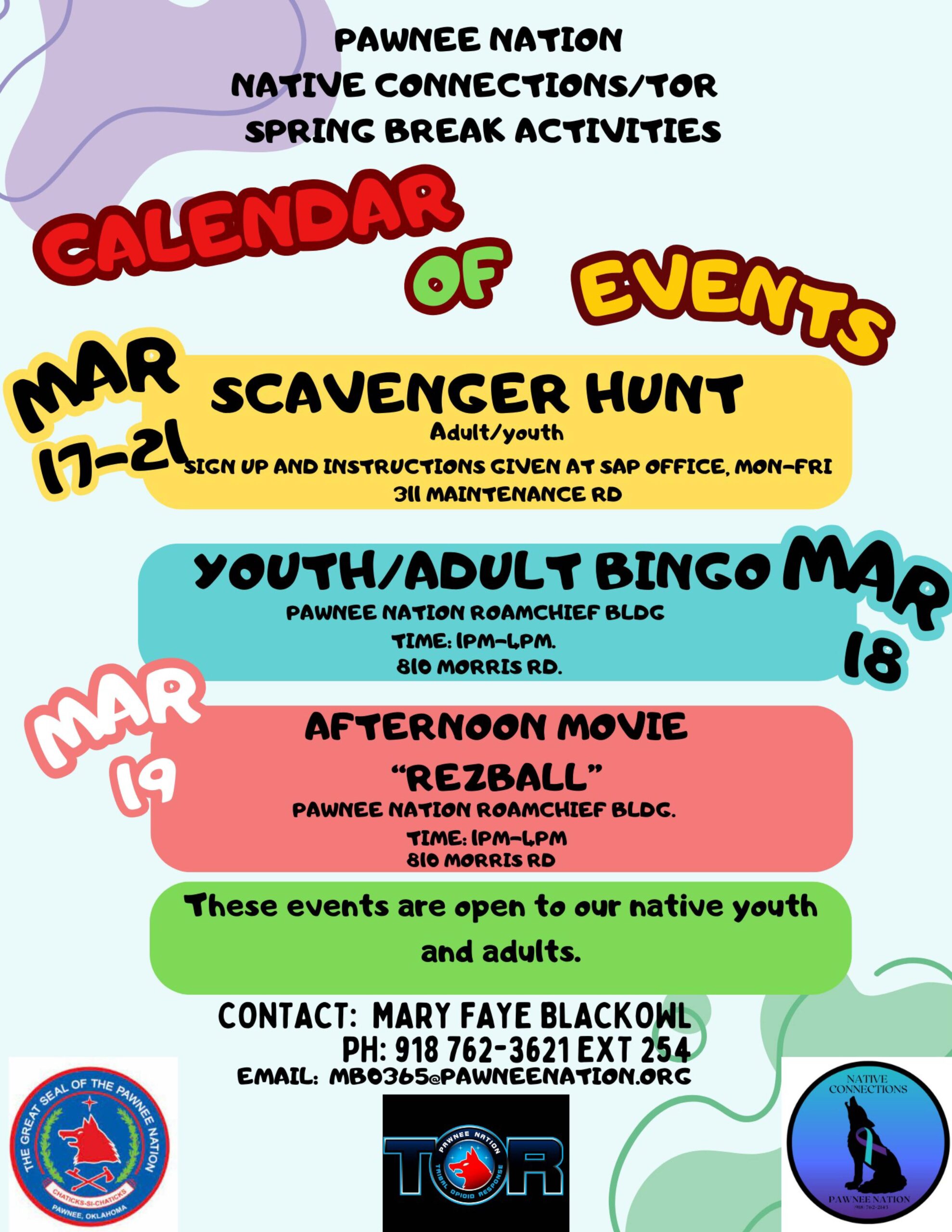 Pawnee Nation Native Connections/TOR Spring Break Activities | Pawnee ...