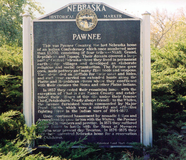 Historical Marker - Pawnee Marker (Nebraska) | Pawnee Nation