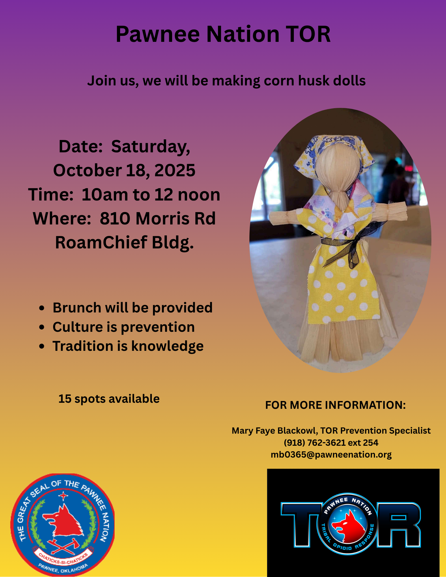 Pawnee Nation TOR: Corn Husk Doll Making | Pawnee Nation