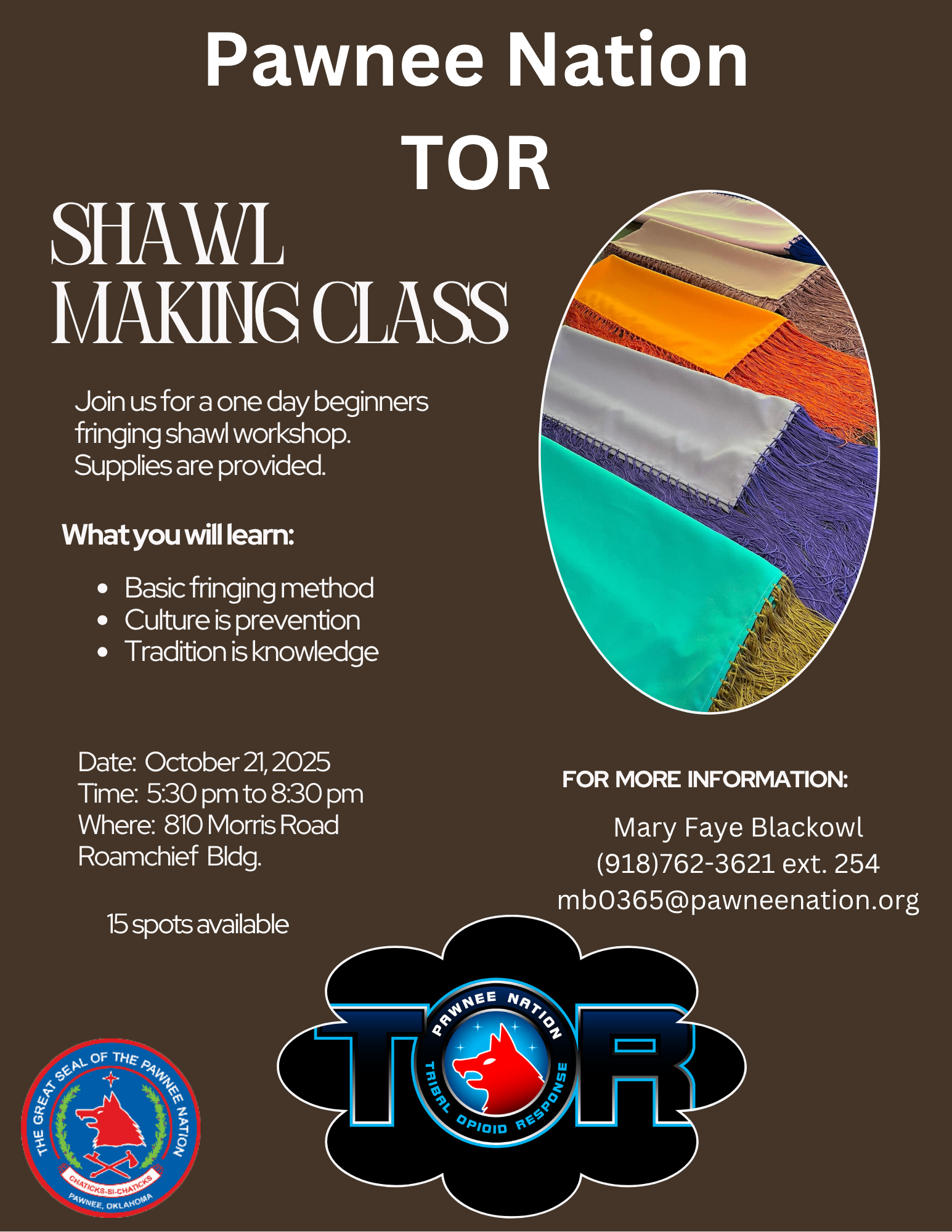 Pawnee Nation TOR: Shawl Making Class | Pawnee Nation of Oklahoma