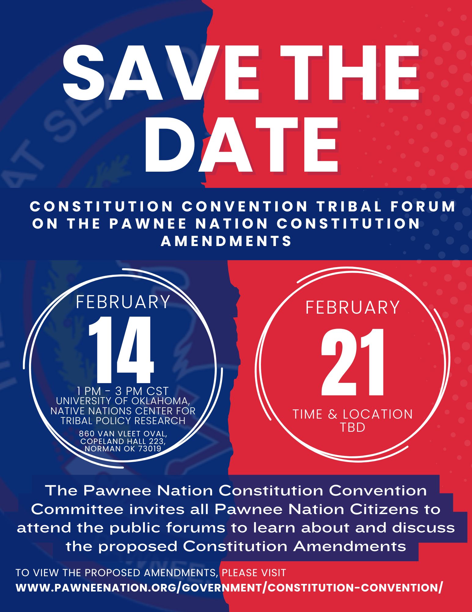 Pawnee Nation Constitution Convention Delegates hosting Three (3 ...