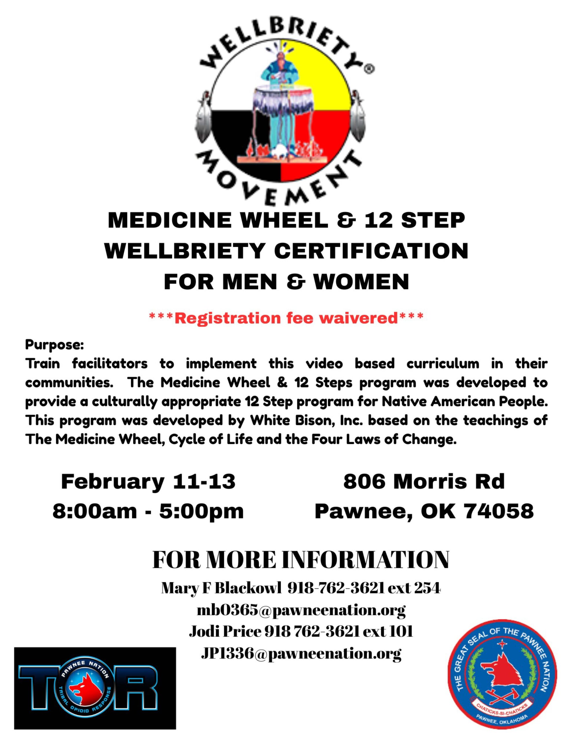 Medicine Wheel & 12 STEP WELLBRIETY CERTIFICATION FOR MEN & WOMEN ...